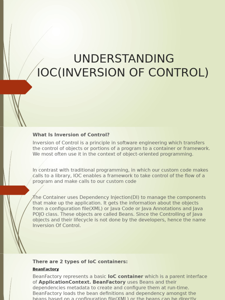 Module-2 (IOC & Dependency Injection) | PDF | Spring Framework | Systems Architecture