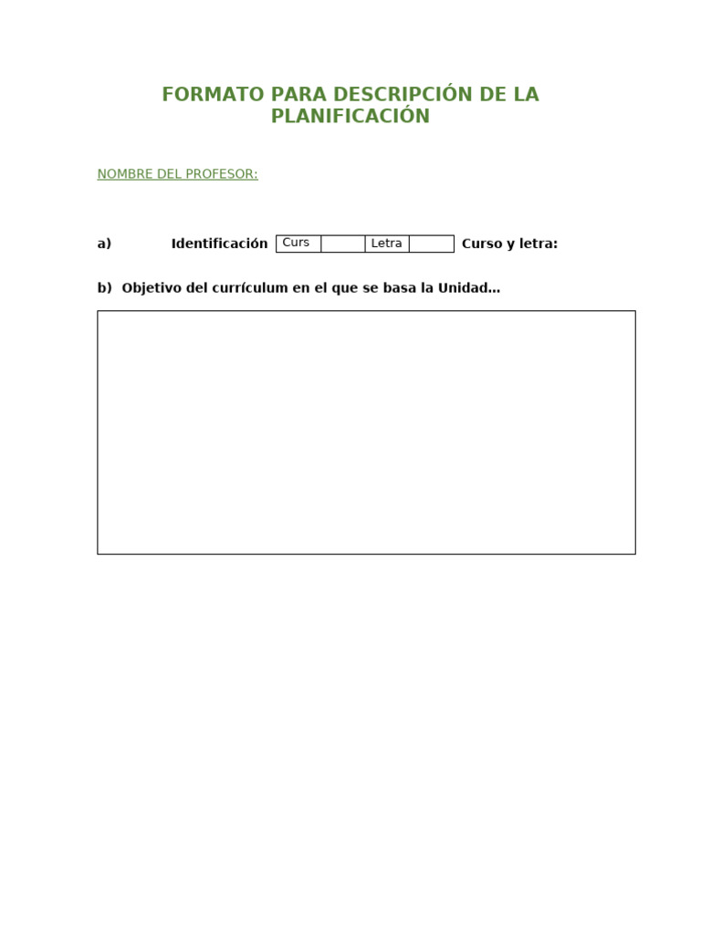 Formato de Planificación de La Capsula | PDF