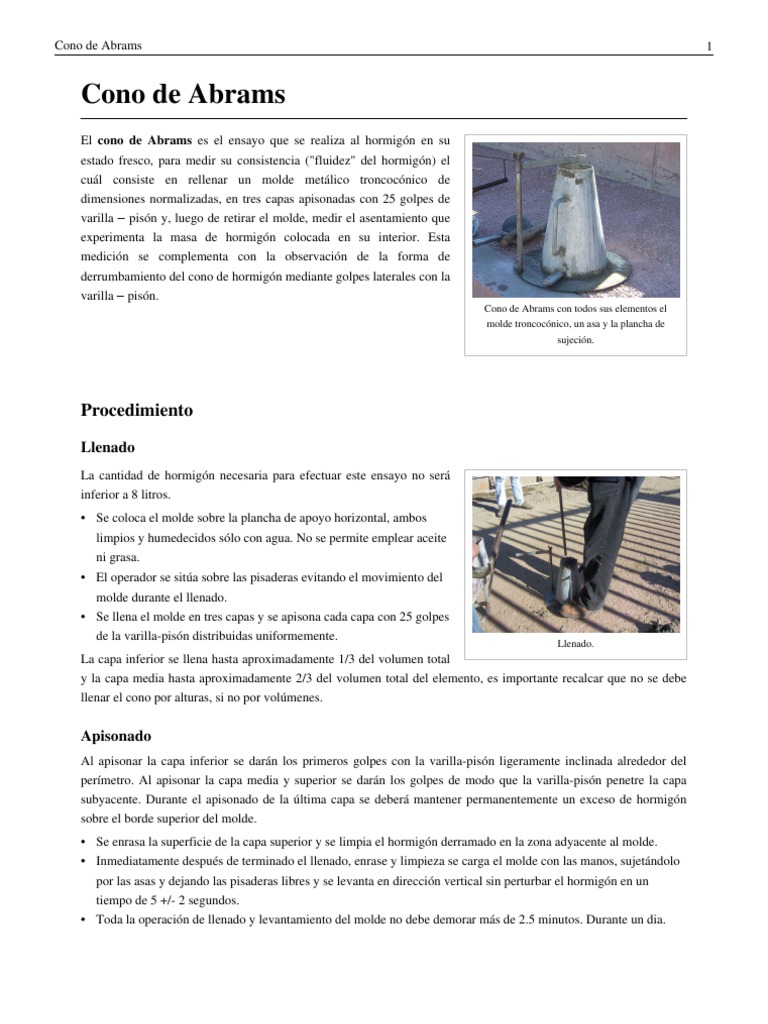CONO DE ABRAMS | Ingeniería estructural | Hormigón