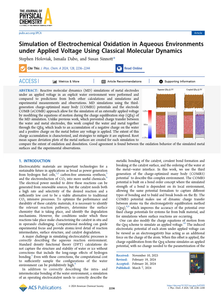 Simulation of Electrochemical Oxidation in Aqueous Environmentsunder ...
