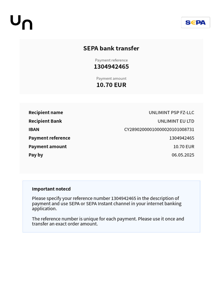 Sepa Payment Details | PDF