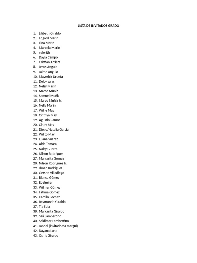 Lista de Grado | PDF