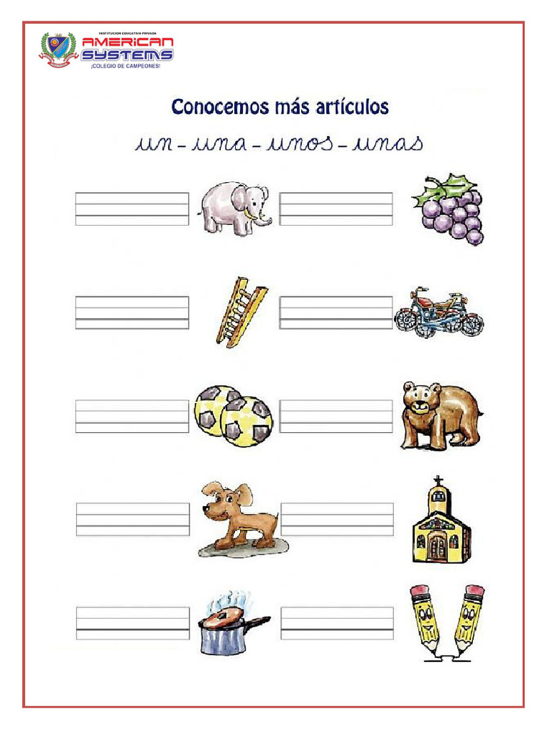 Articulo Un Una Unos Unas | PDF