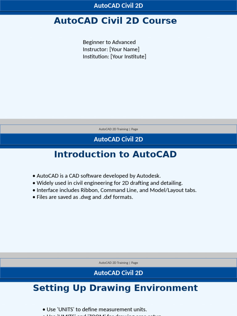 AutoCAD Civil 2D Descriptive Presentation | PDF | Auto Cad | Computing