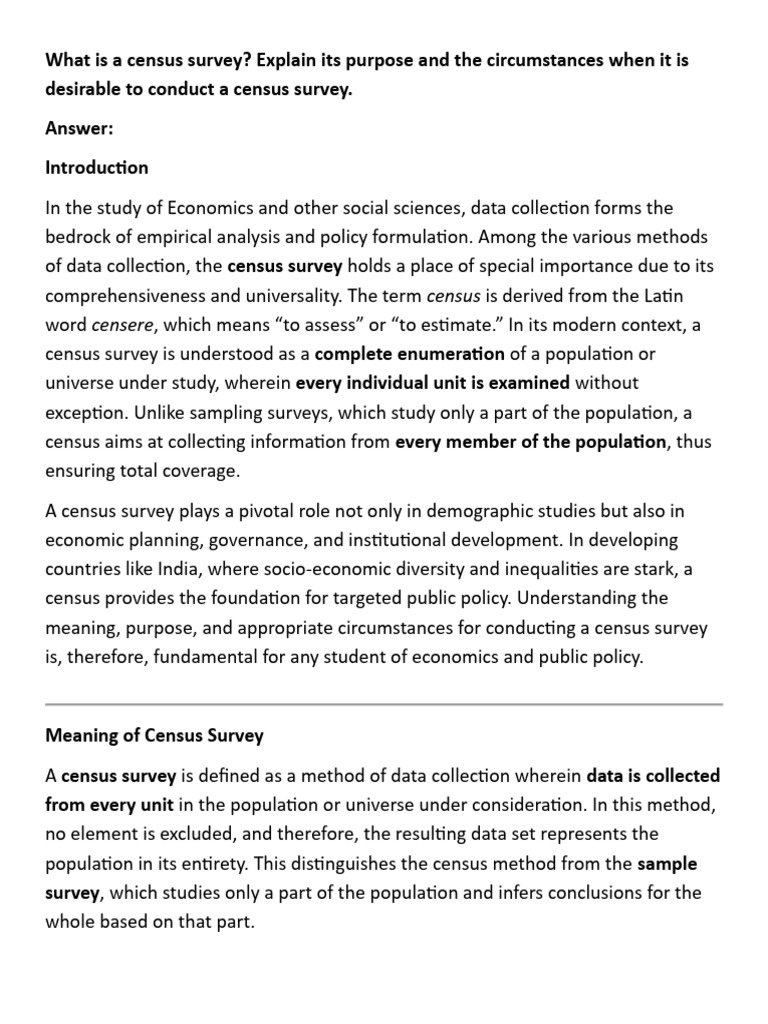 Understanding Census Surveys and Their Purpose | PDF | Census ...