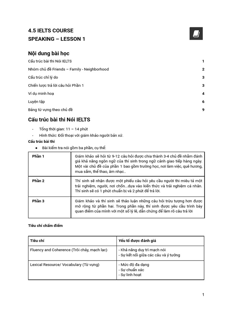 4.5 Speaking.L1.120.R - Handout | PDF