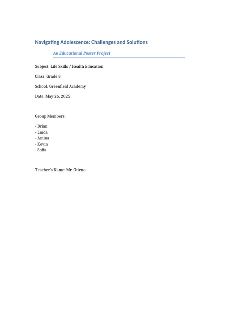 Adolescence Poster Project Complete | PDF | Adolescence | Cognition