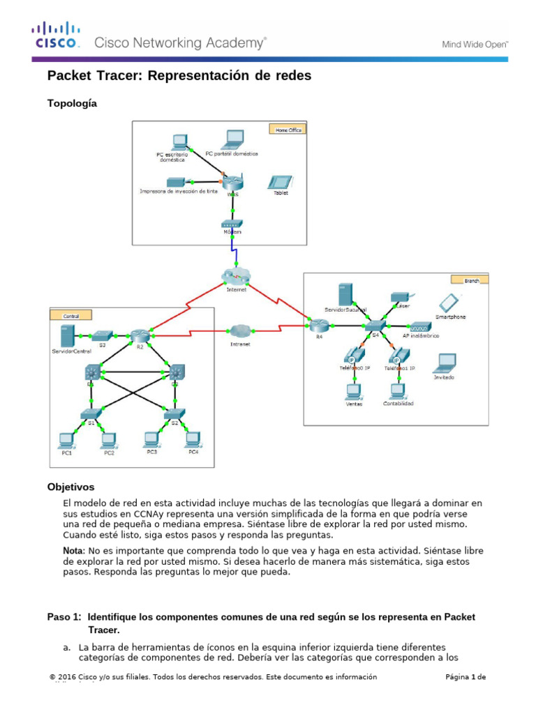 Representación de Redes en Packet Tracer | PDF | Enrutador (Computación ...