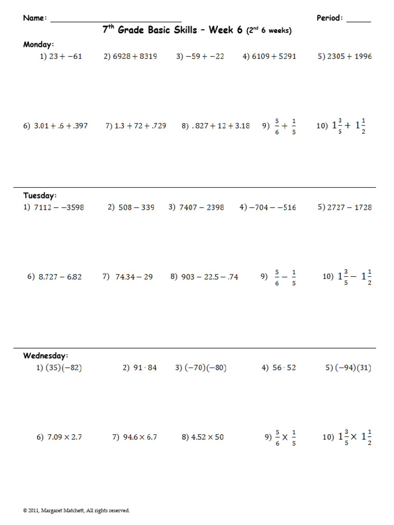 BS 6 Second 6 Weeks - 7th Grade | PDF