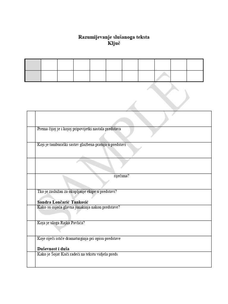 HR B2 Listening Sample Keys | PDF