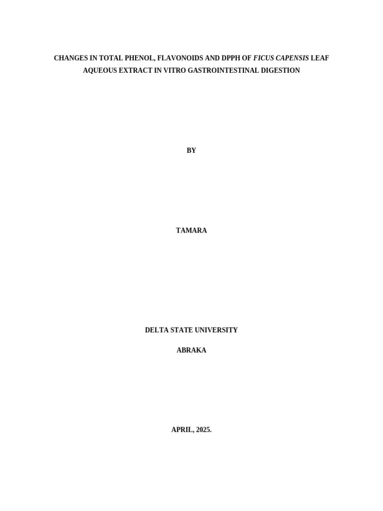 Tamara Project Chapter One | PDF | Polyphenol | Antioxidant