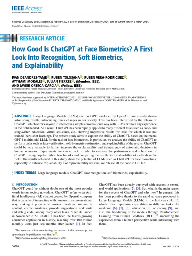 How Good Is ChatGPT at Face Biometrics A First Look Into Recognition Soft Biometrics and ...