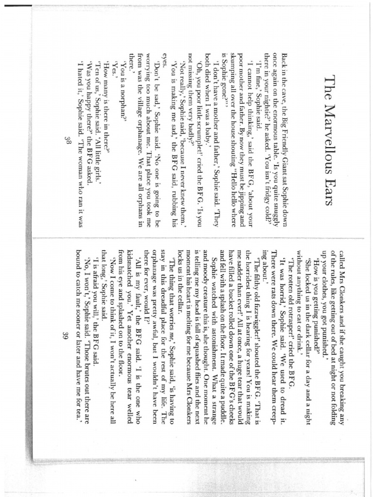 The BFG - Chapters 7&8 | PDF