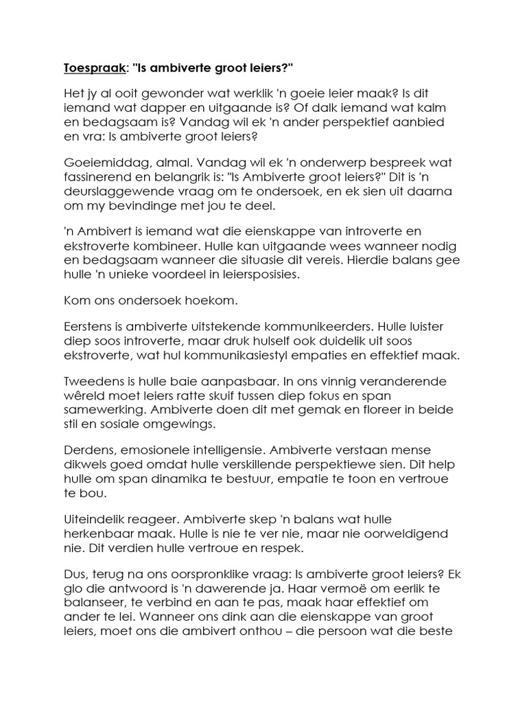 Afrikaans - Speech | PDF