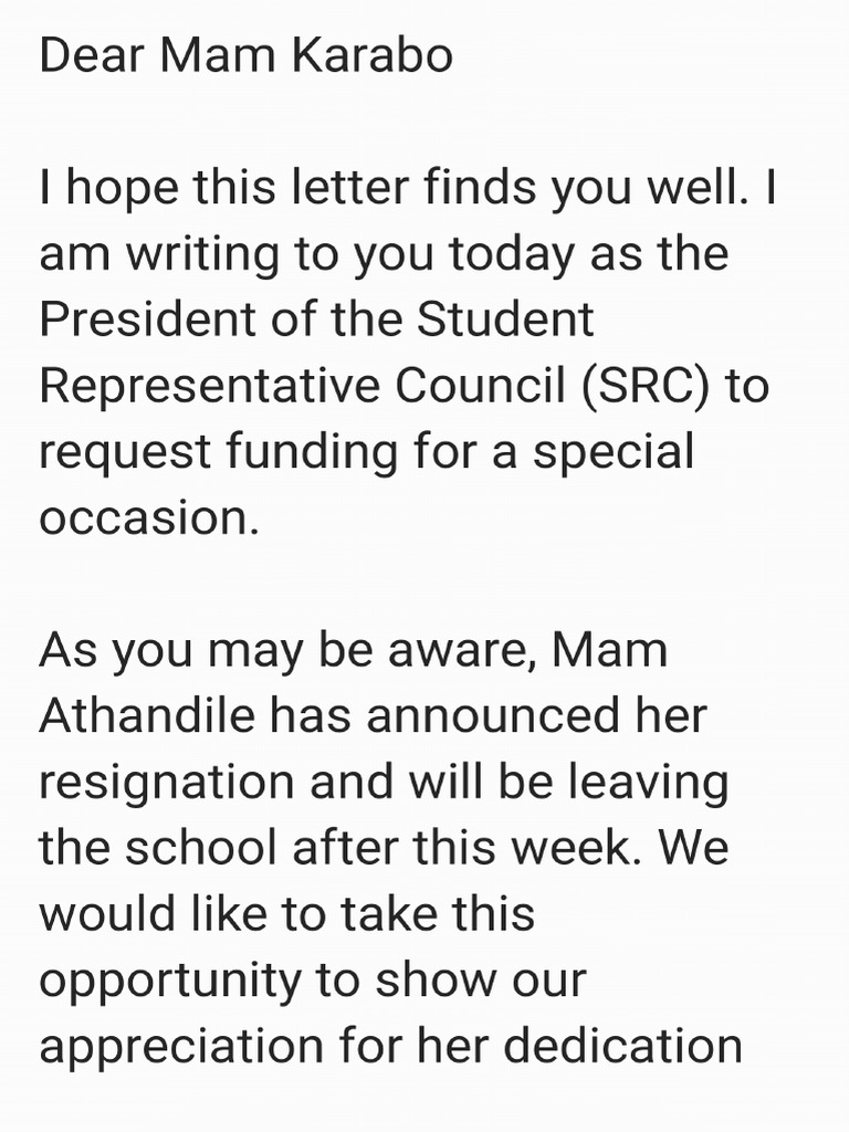 LETTER To Mam Karabo | PDF