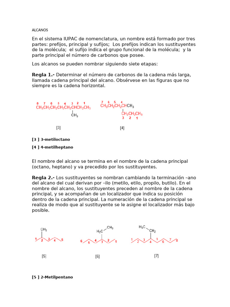 Nomenclatura IUPAC de Alcanos | PDF | Química Orgánica | Química