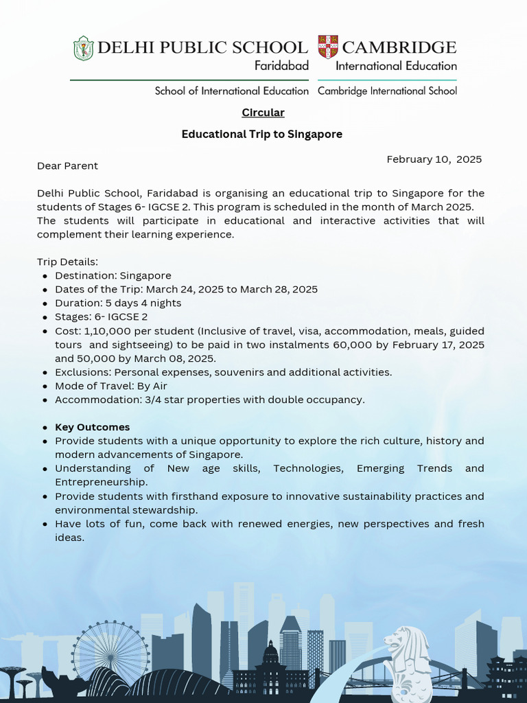 Singapore Trip Circular PDF | PDF | Indemnity | Singapore