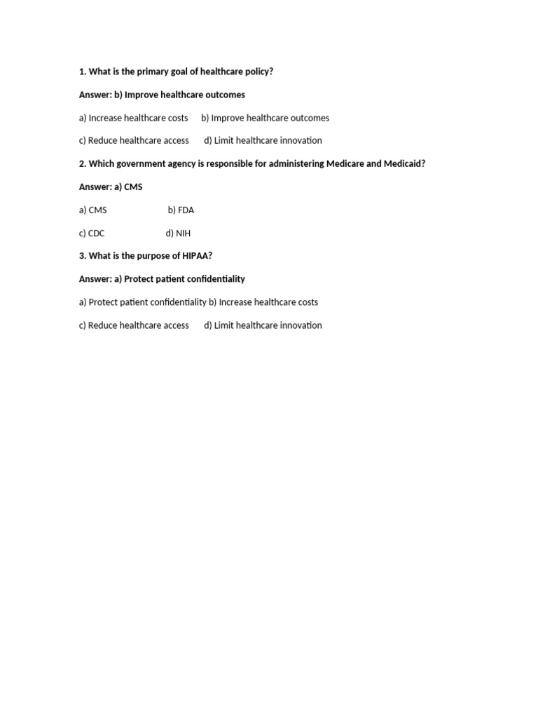 Healthcare Questions Answers | PDF