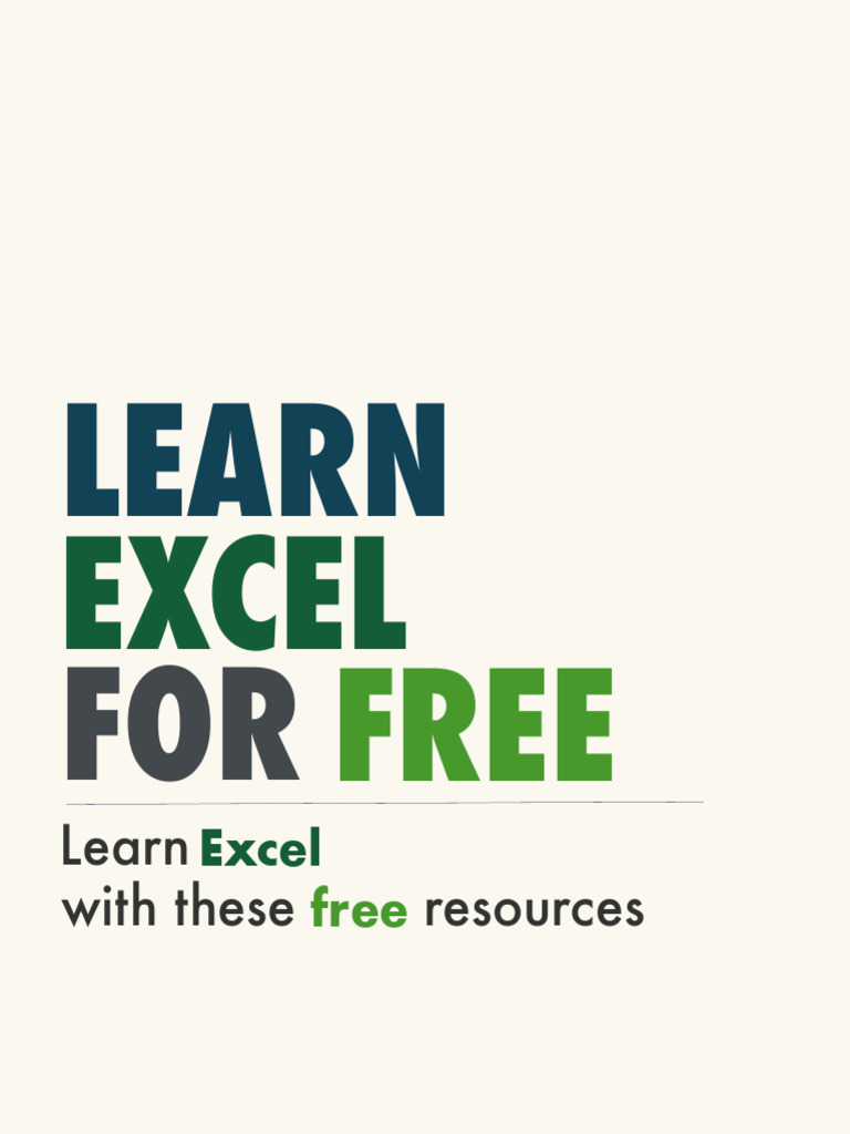 Free Excel Learning Resources Guide | PDF | Microsoft Excel ...