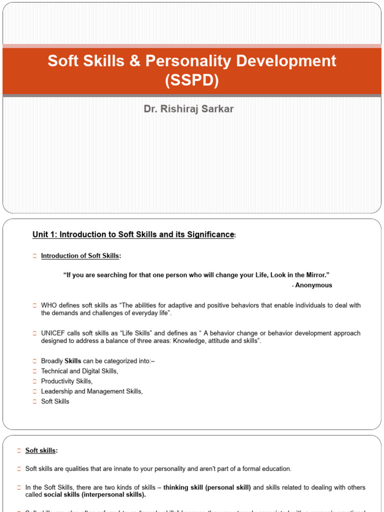 SSPD Unit 1 | PDF | Negotiation | Self Esteem