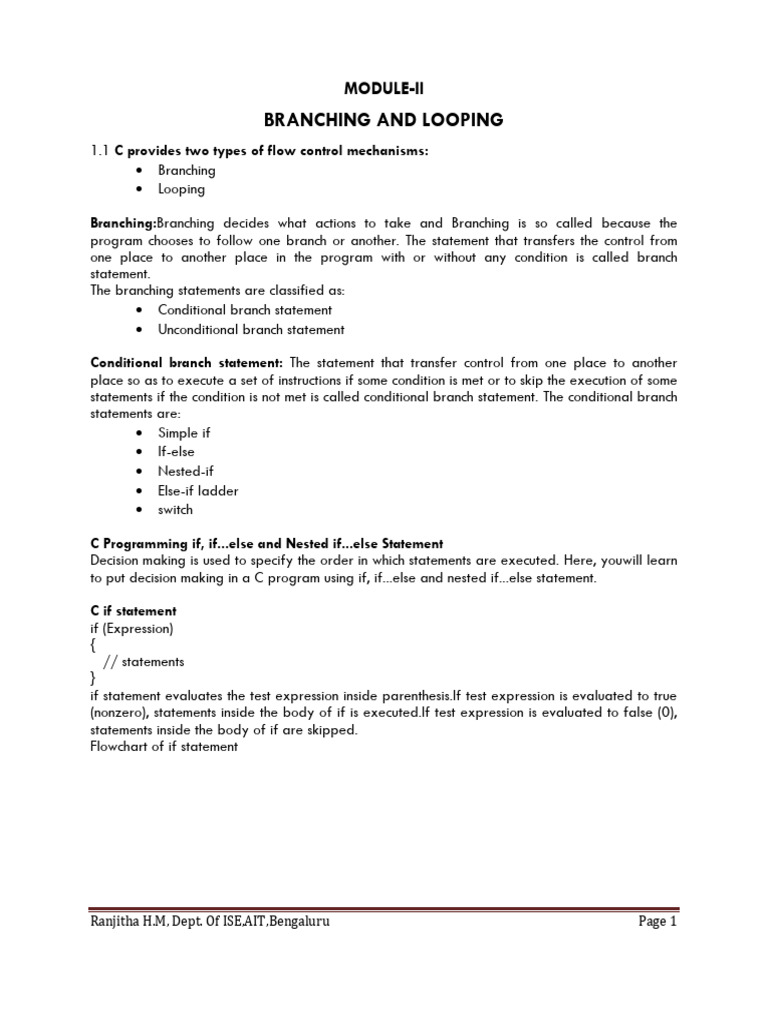 Module 2 Conditional Statements And Unconditional Statementsppt Pdf Pdf Control Flow Computing