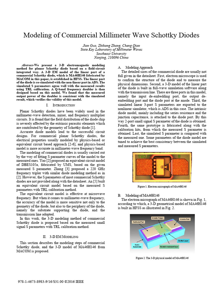 Modeling of Commercial Millimeter Wave Schottky Diodes | PDF | Diode ...