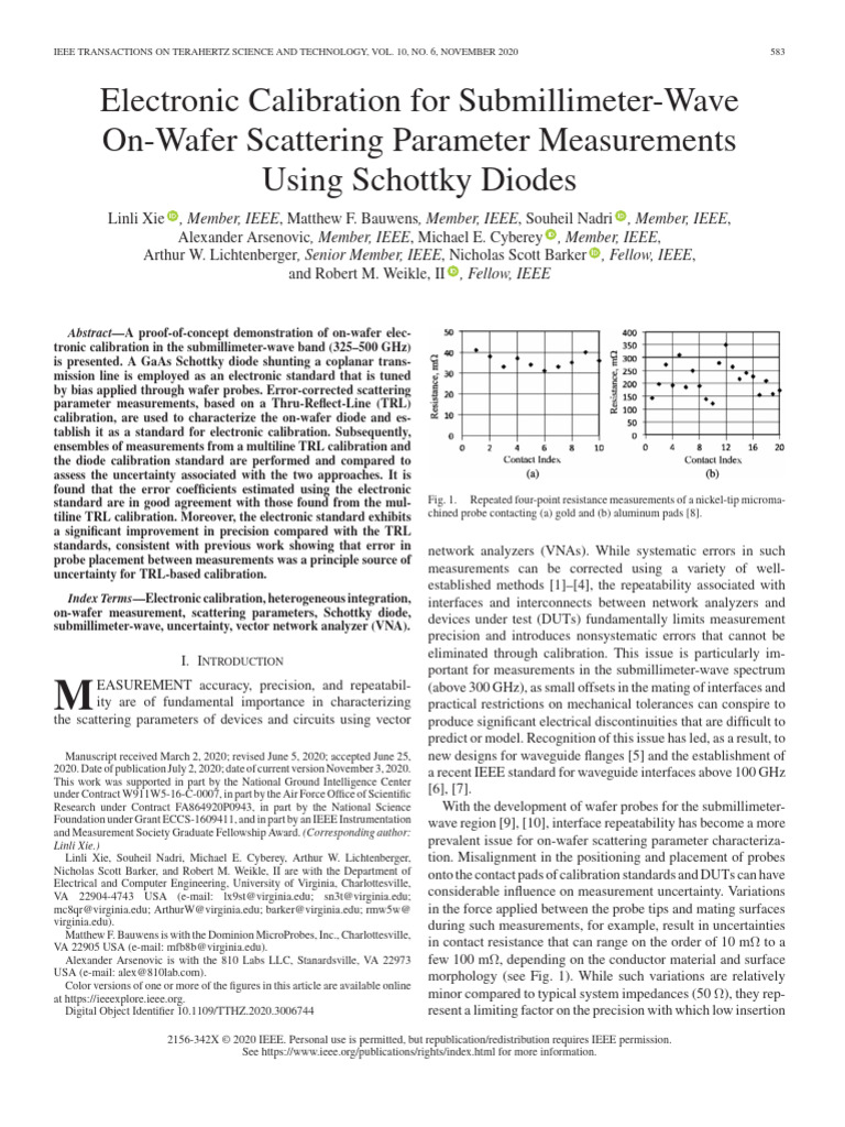Electronic Calibration For Submillimeter-Wave On-Wafer Scattering ...