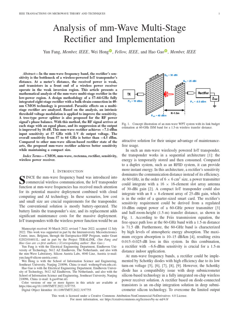 Analysis of Mm-Wave Multi-Stage Rectifier and Implementation | PDF ...
