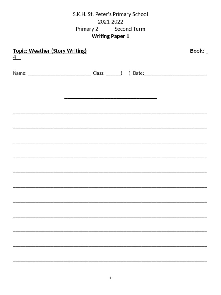 Primary 2 Weather Story Writing Guide | PDF | Language Mechanics ...