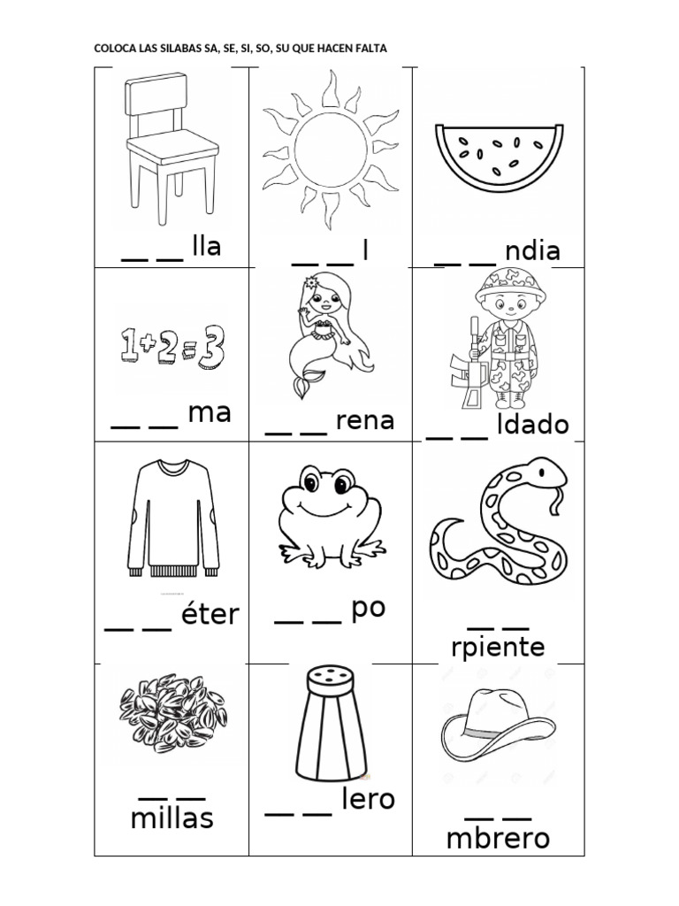 Actividades de sílabas con S | PDF