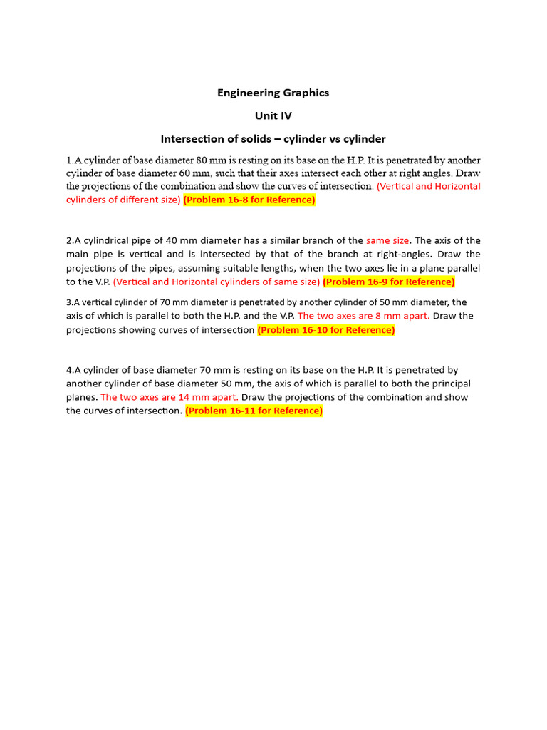 EG_Unit IV_Intersection of solids_Practice_09.05.2025_Print | PDF