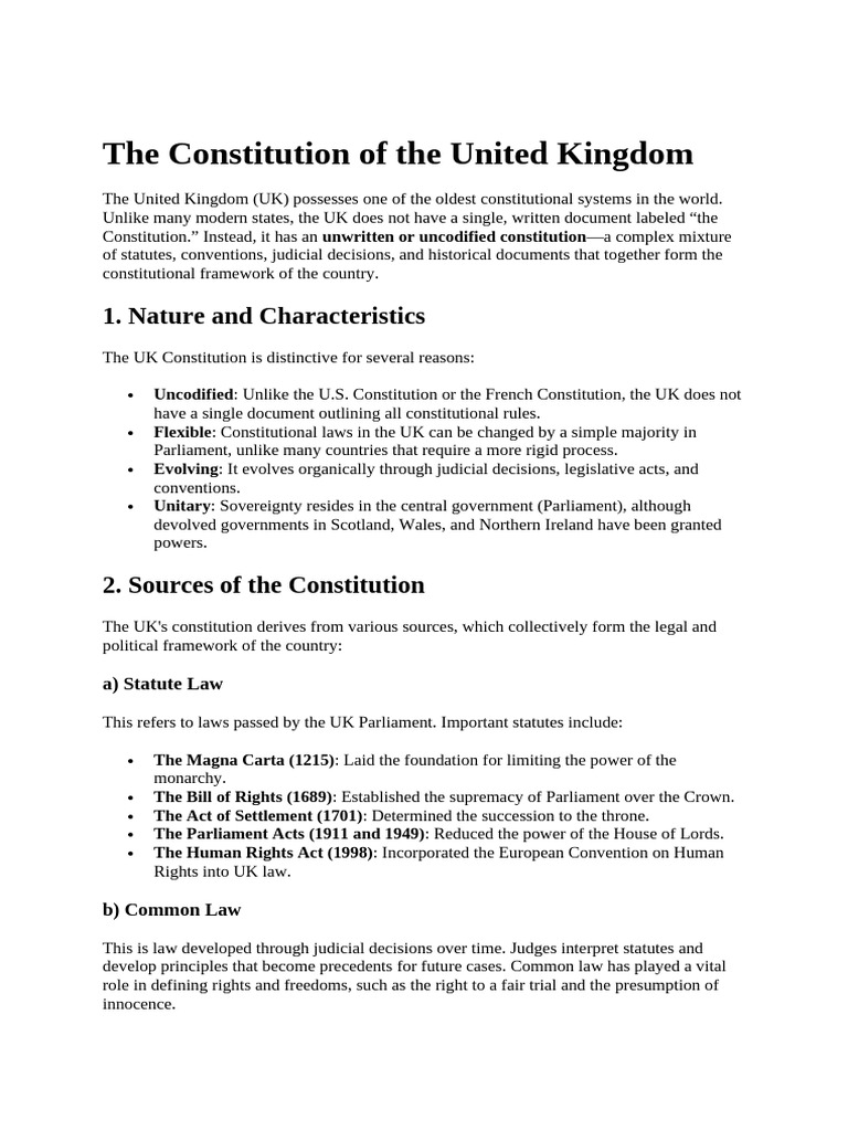 Overview of the UK Constitution | PDF | Constitution | Rule Of Law