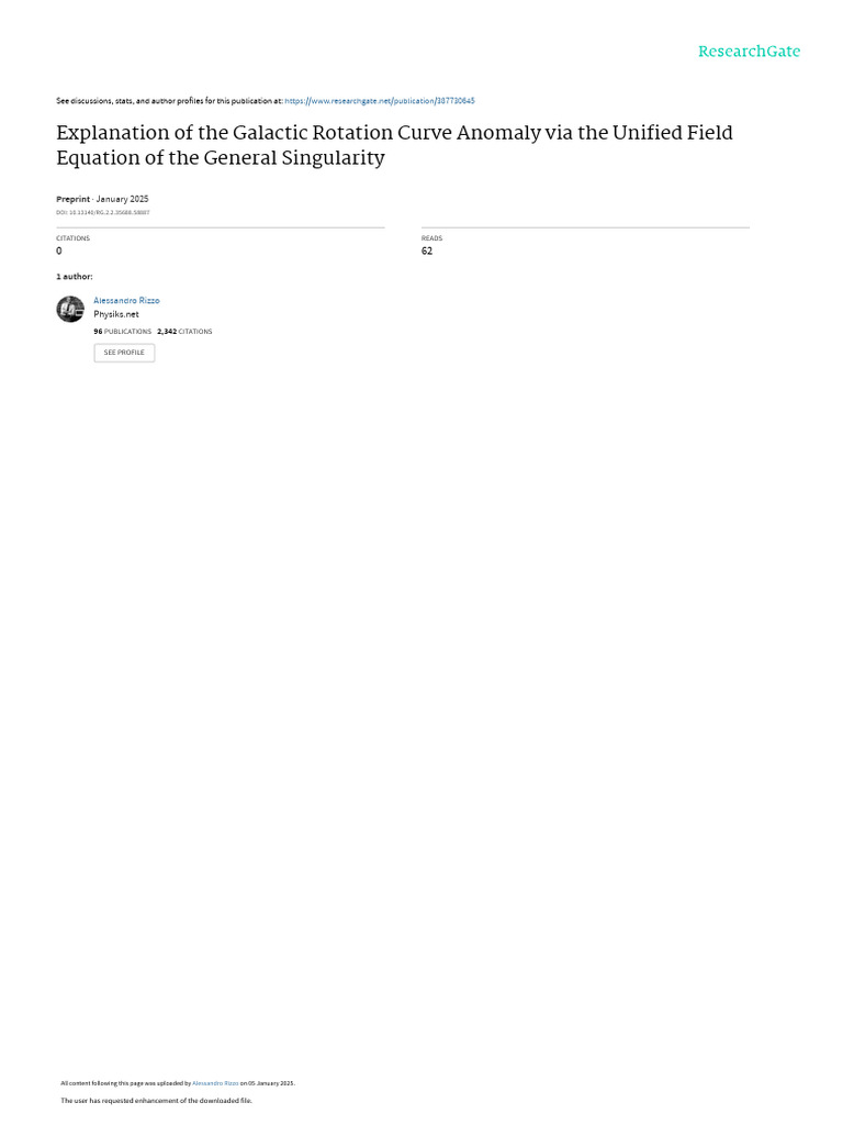 Explanation of The Galactic Rotation Curve Anomaly Via The Unified ...