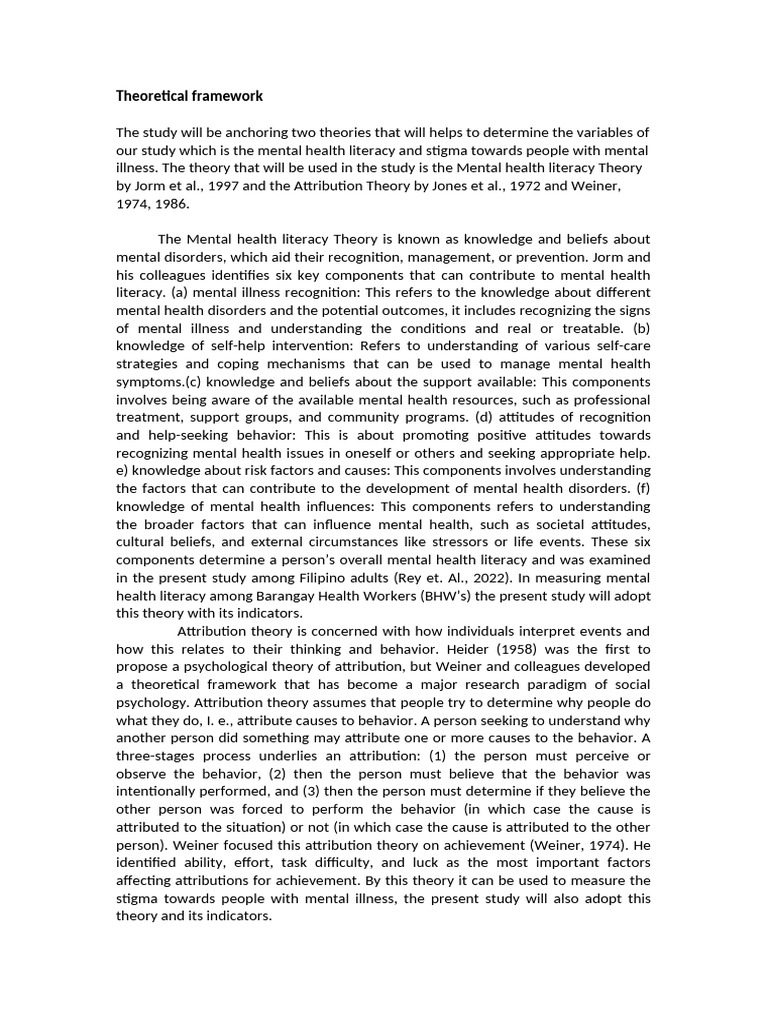 Theoretical Framework Revise | PDF | Mental Health | Social Psychology