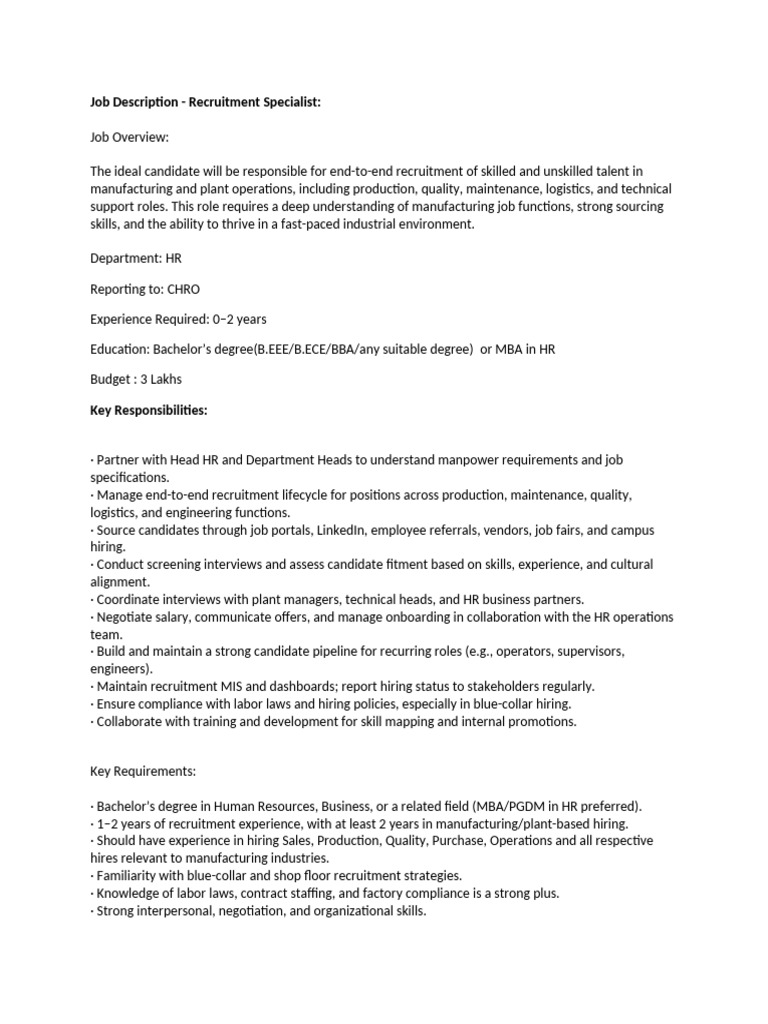 SONALI GROUP - HR Recruiter | PDF