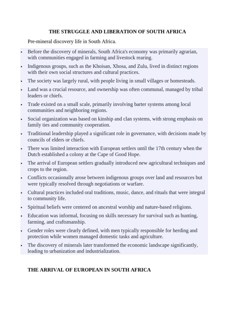 The Struggle and Liberation of South Africa | PDF | European ...