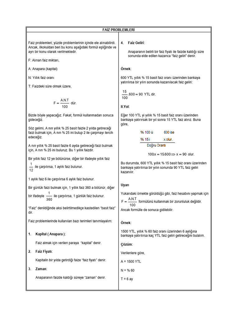17 Faiz Problemleri | PDF
