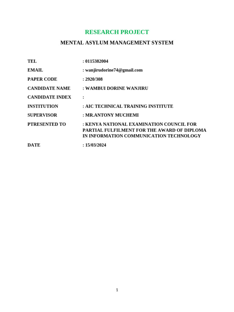 Mental Asylum Management System D | PDF | Software Development Process ...