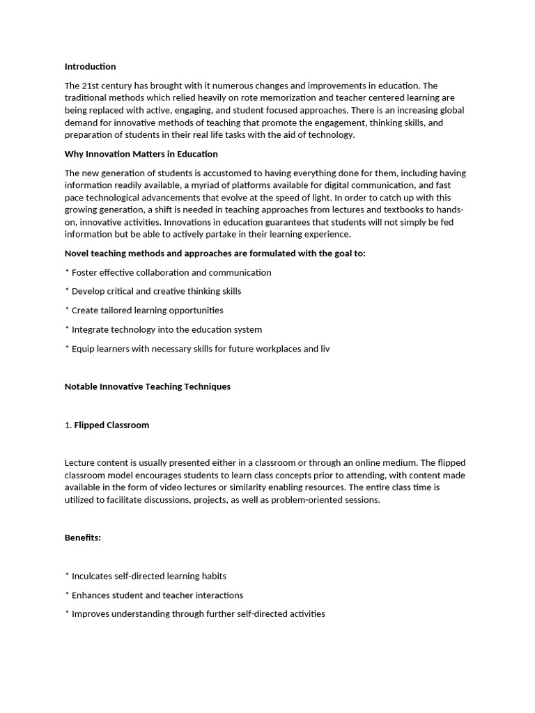 Innovative Teaching Methods For 21st Century Classrooms | PDF ...