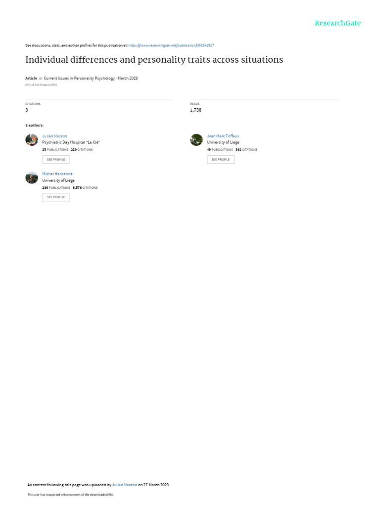 Individual Differences | PDF | Extraversion And Introversion | Psychology