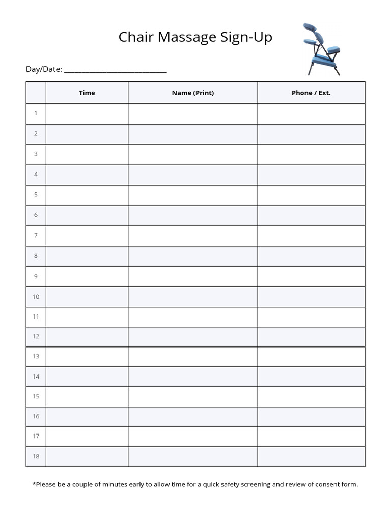 Chair Massage Sign Up | PDF