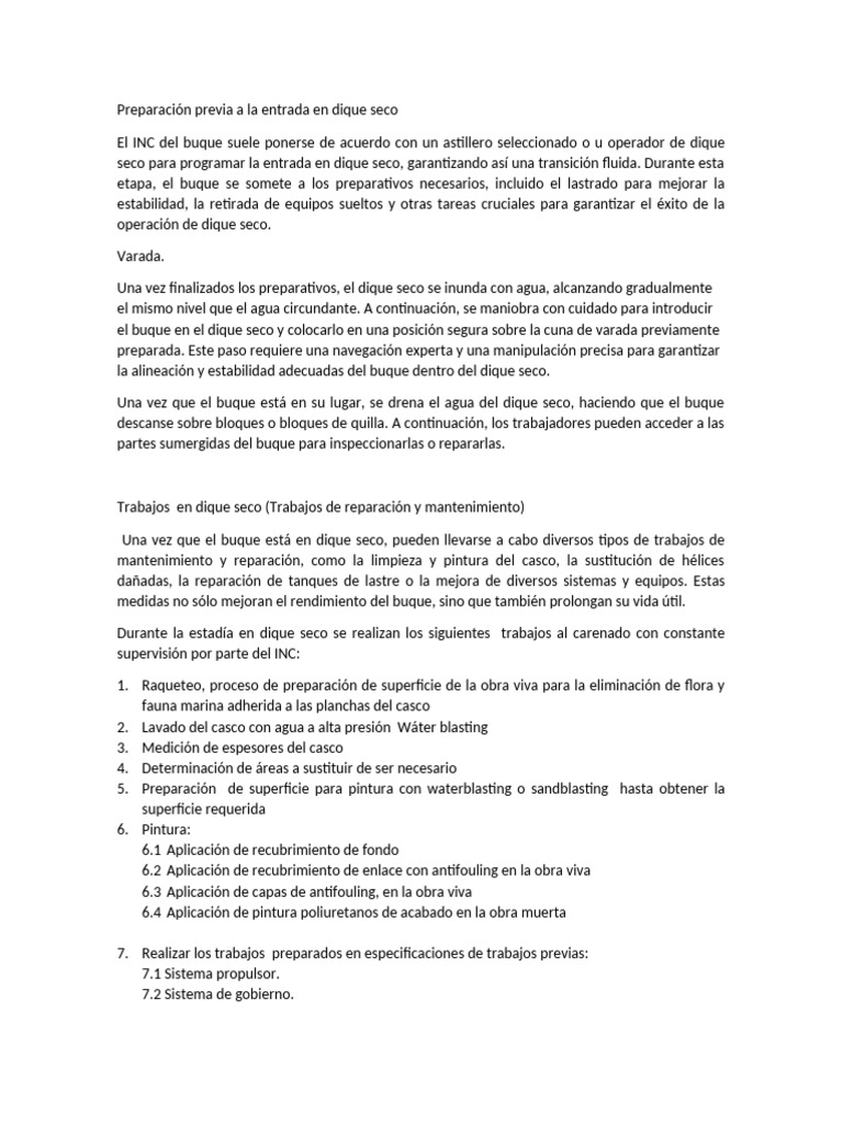 Preparativos para Dique Seco | PDF | Dique | Agua