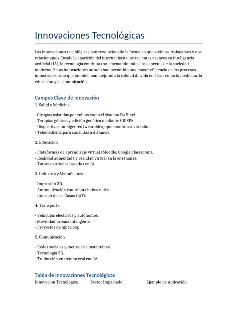 Innovaciones Tecnologicas | PDF