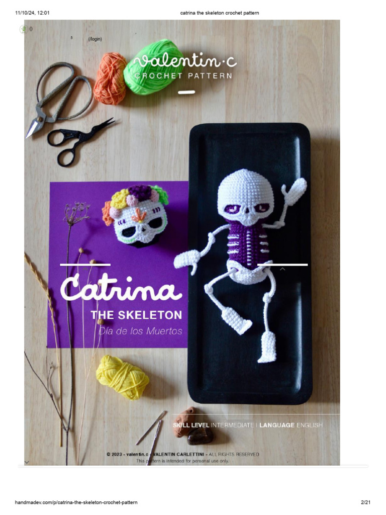 Catrina Skeleton Crochet Pattern Guide | PDF | Crochet | Figured Fabrics