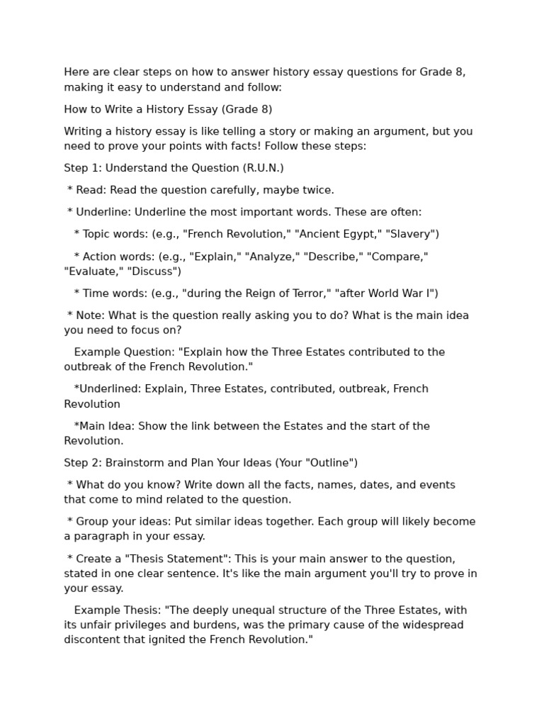 Steps On How To Write Grade 8 Histort Essays | PDF | Essays