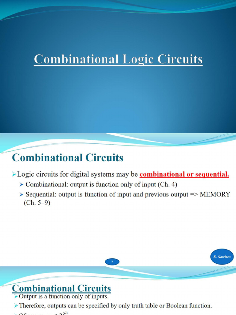 CH 4 Combinational Circuits | PDF