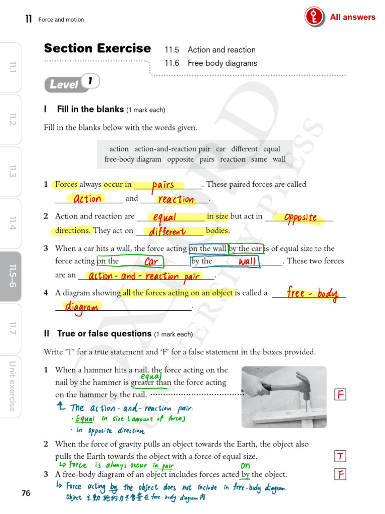 Unit 11.5 - 11.6 Workbook Answer | PDF | Force | Applied And Interdisciplinary Physics