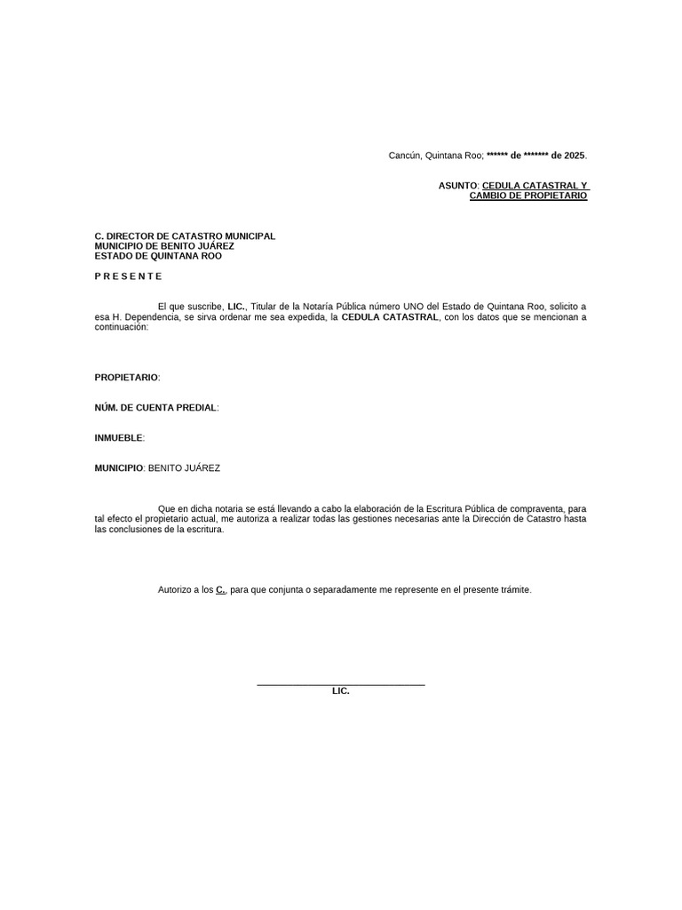 Modelo Cedula Catastral | PDF