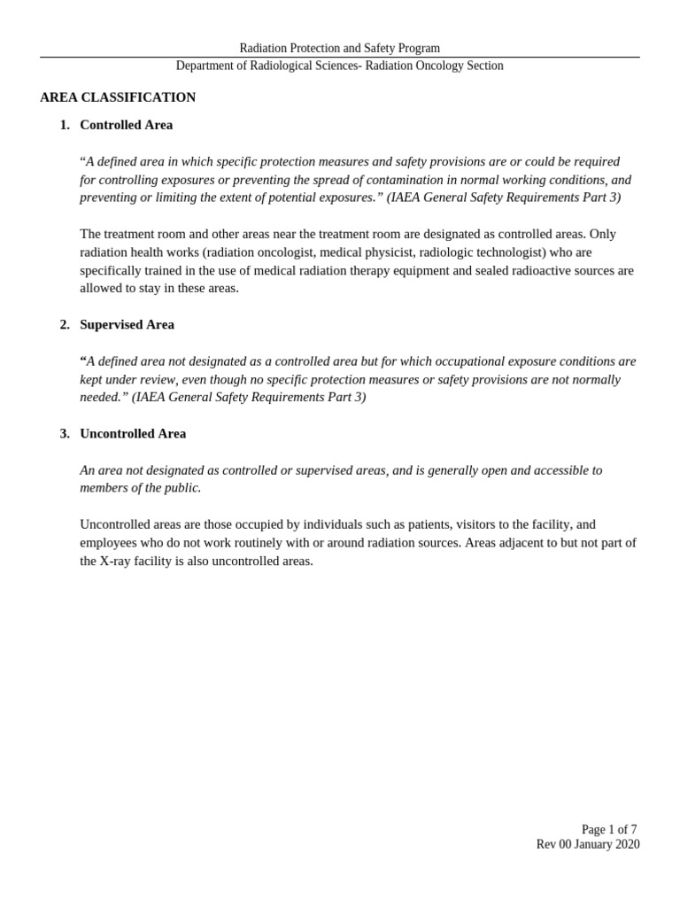 Radiation Protection and Safety Manual - Radiation Oncology Section ...