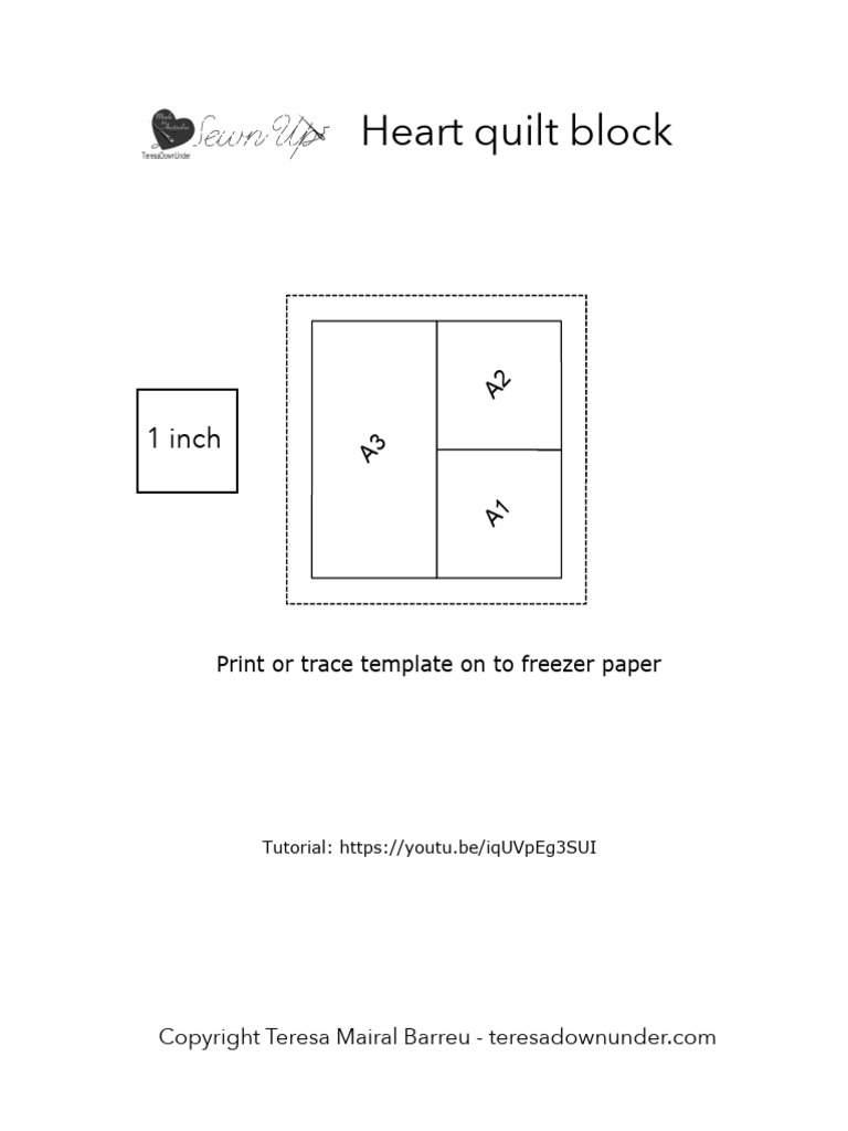 Heart Quilt Block Template Guide | PDF